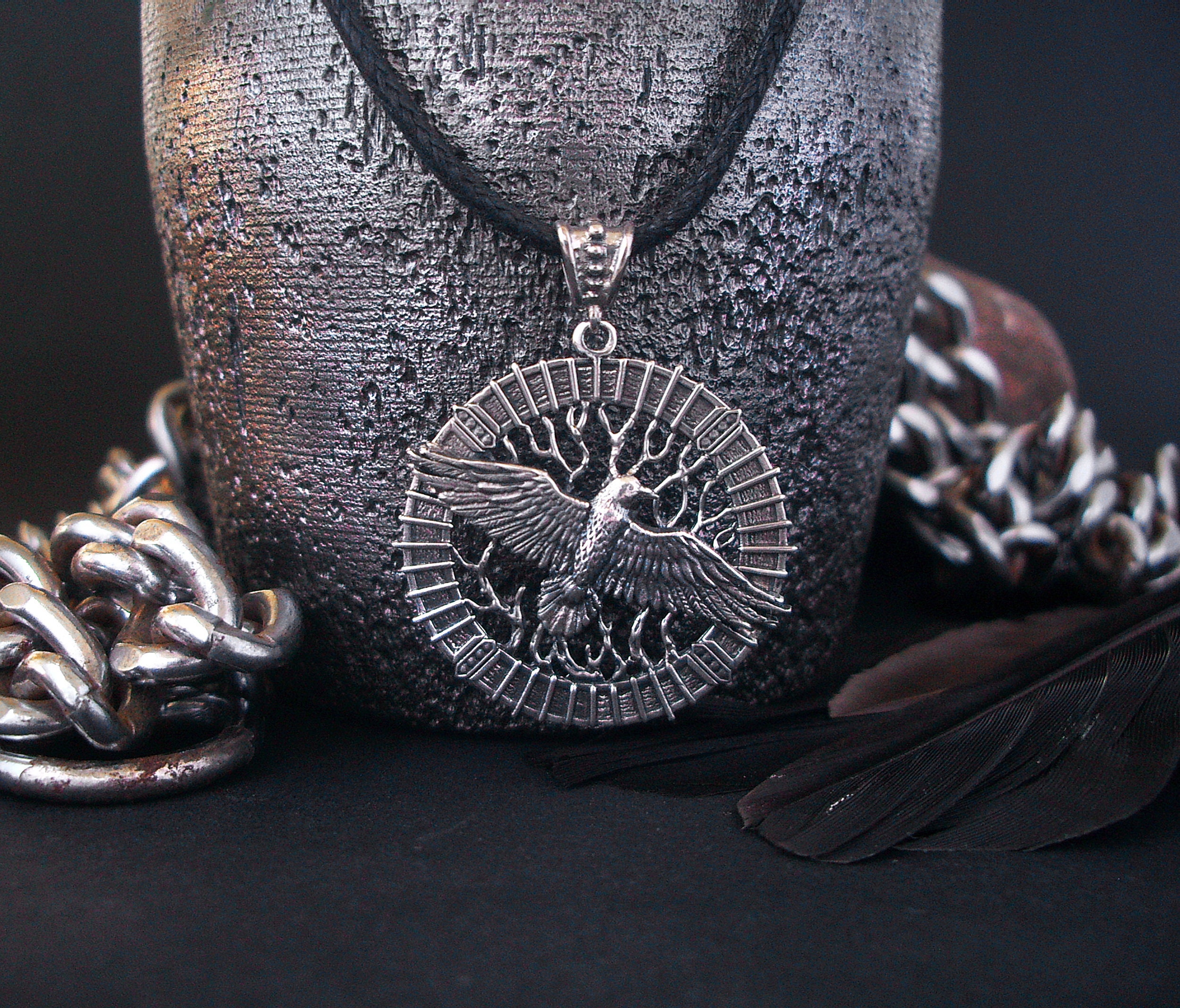 Silver Raven Pendant. Viking / Norse Raven Necklace for Men or - Etsy