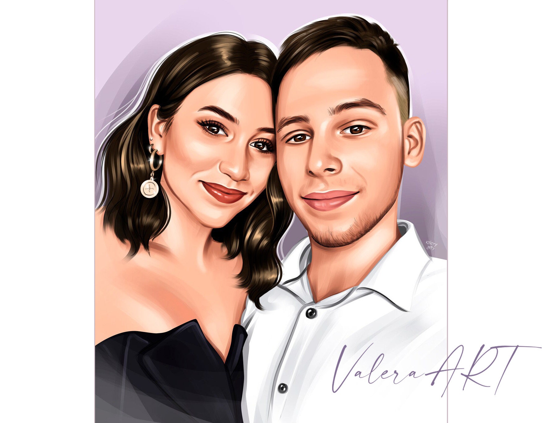 Custom Digital Portrait Digital Double Portrait Couple Etsy