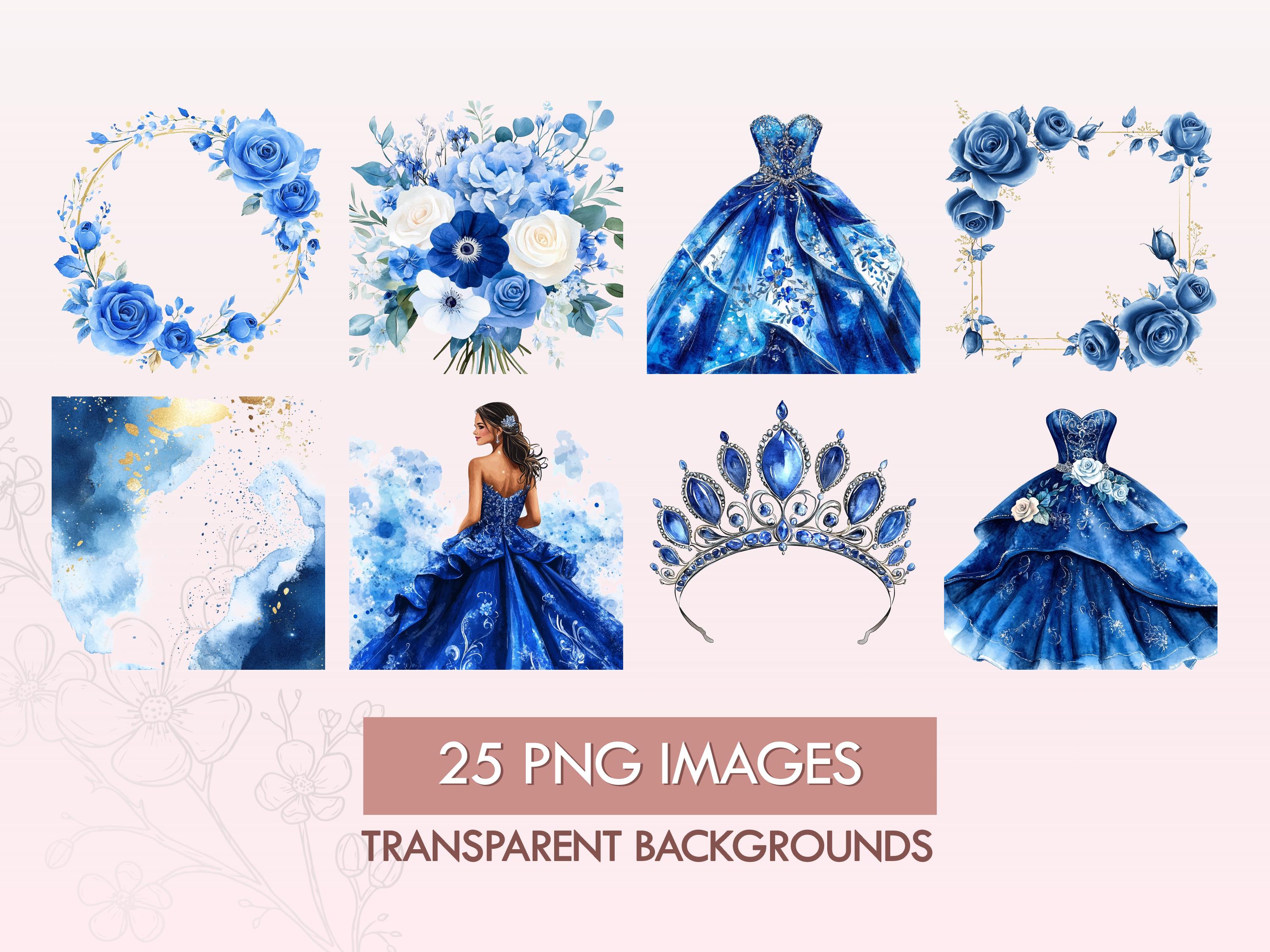 25 Royal Blue Quinceañera Clip Art -- Elegant Mis Quince Años Images ...