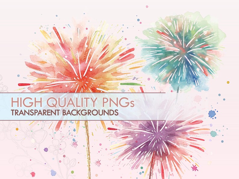 30 Watercolor Firework Clip Art Collection -- Fourth of July Invitation ...