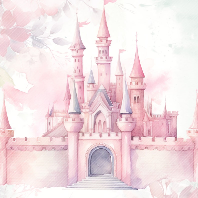 20 Pastel Watercolor Princess Castles + Midjourney Prompt -- Fantasy ...