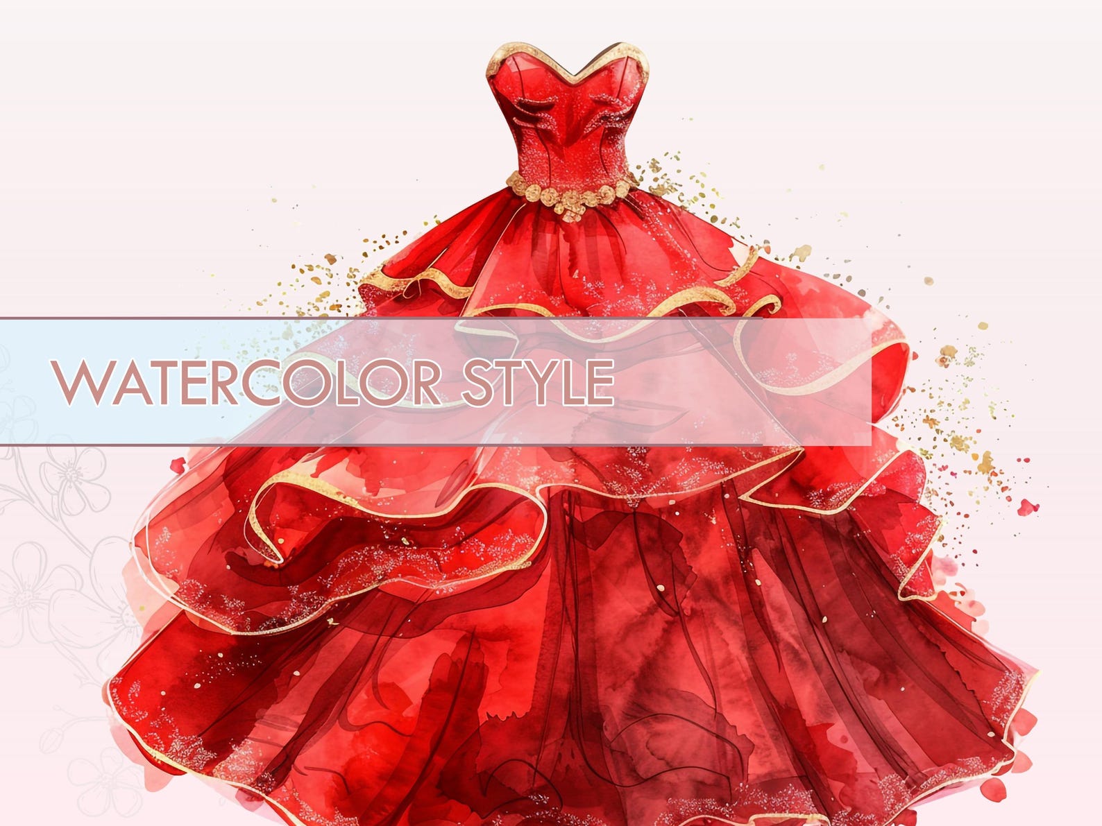 25 Red and Gold Quinceañera Clip Art -- Elegant Mis Quince Años Images ...