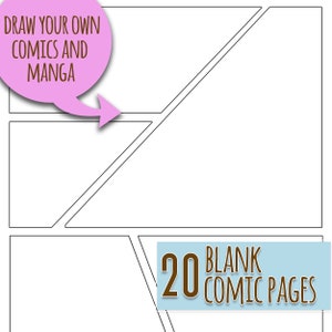 20 Blank Comic Book Pages -- Draw Your Own Comics / Black and White ...