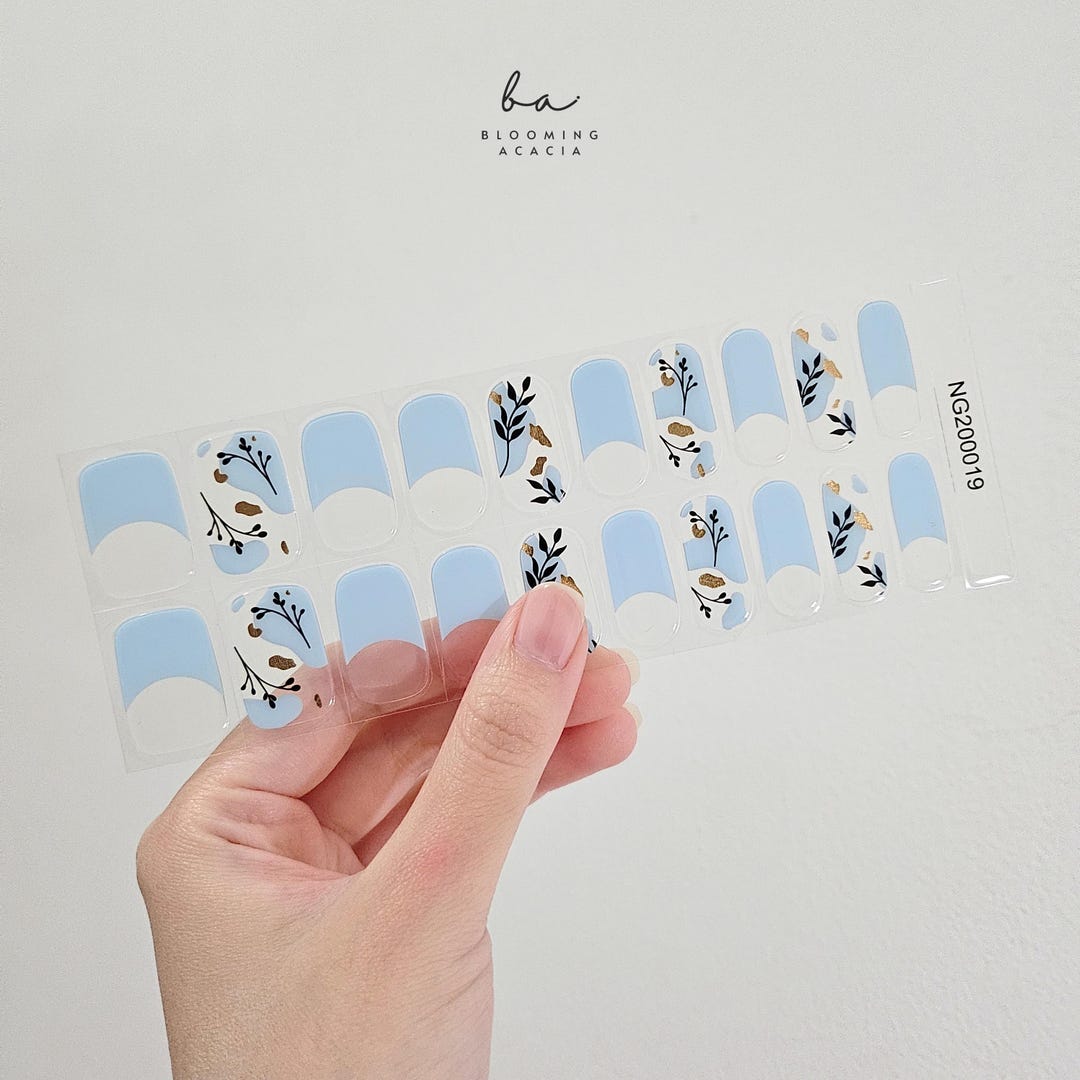 Winter Bloom - Blooming Acacia Semicured UV Gel Stickers Nail Wraps - Etsy