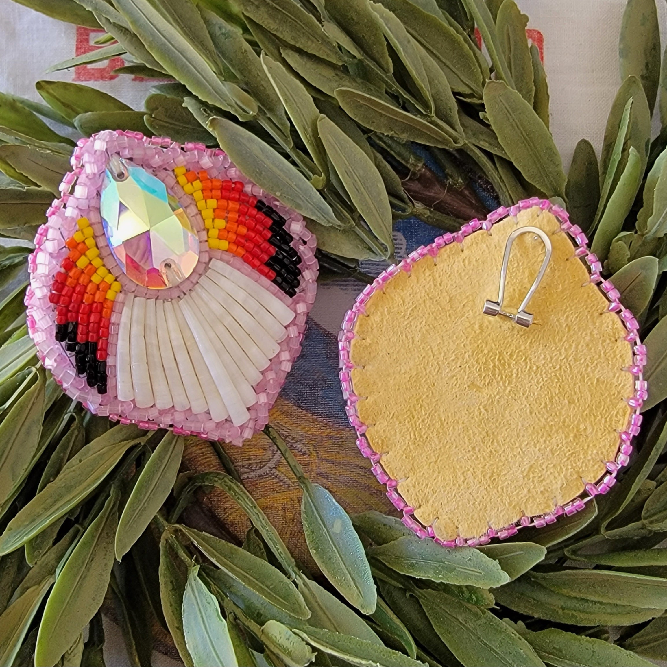 Dentalium and Pink Satin Beaded Earrings - Etsy