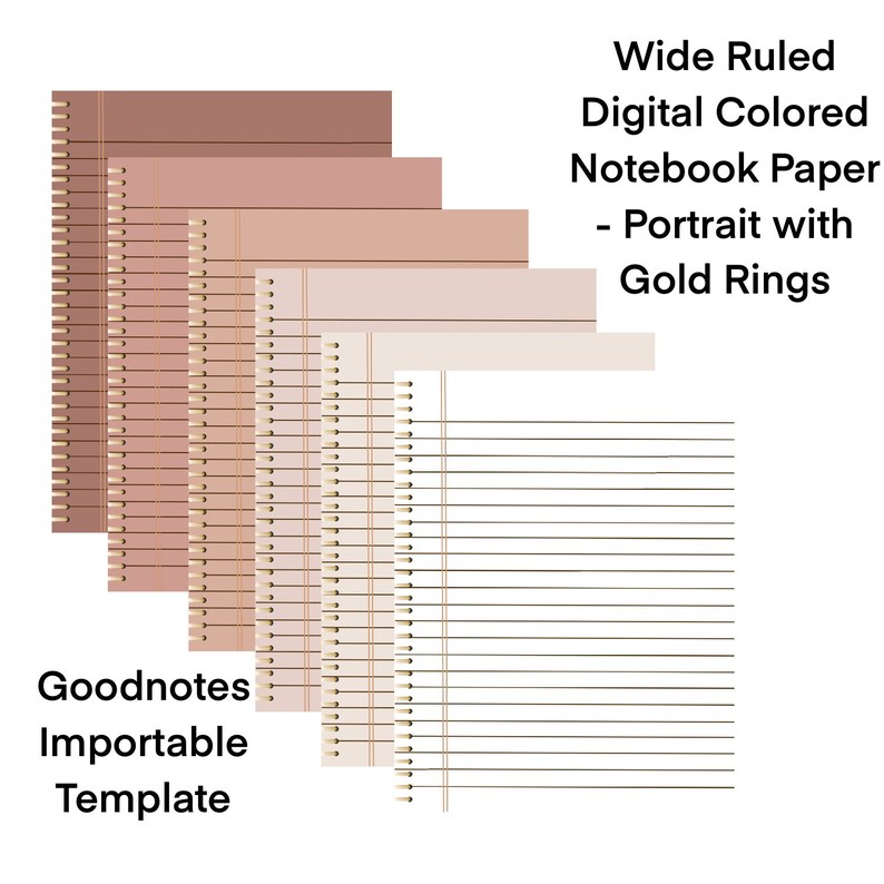 Wide Ruled Digital Notebook Paper - Landscape & Portrait - Etsy