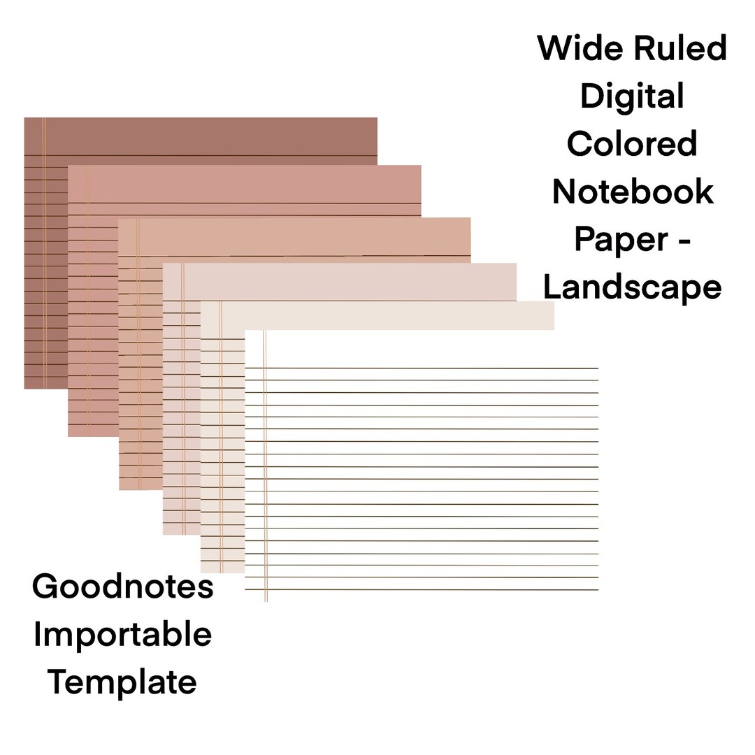Wide Ruled Digital Notebook Paper - Landscape & Portrait - Etsy