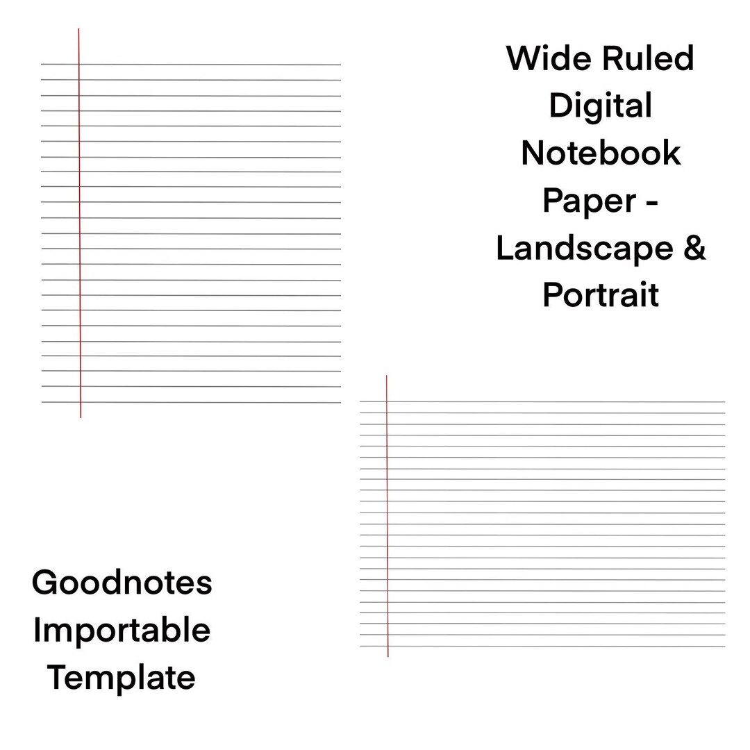Wide Ruled Digital Notebook Paper - Landscape & Portrait - Etsy