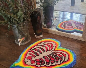 Thermal Heart Tufted Rug, Custom 3D Fluffy Rug, Floor Art, Wall Art Rug ...