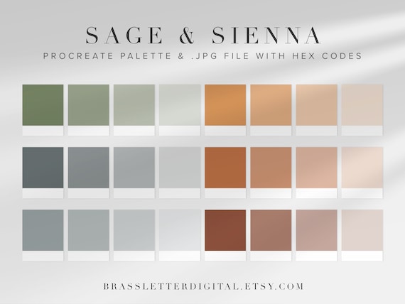 Sage & Sienna Color Palette procreate Palette and JPG With - Etsy