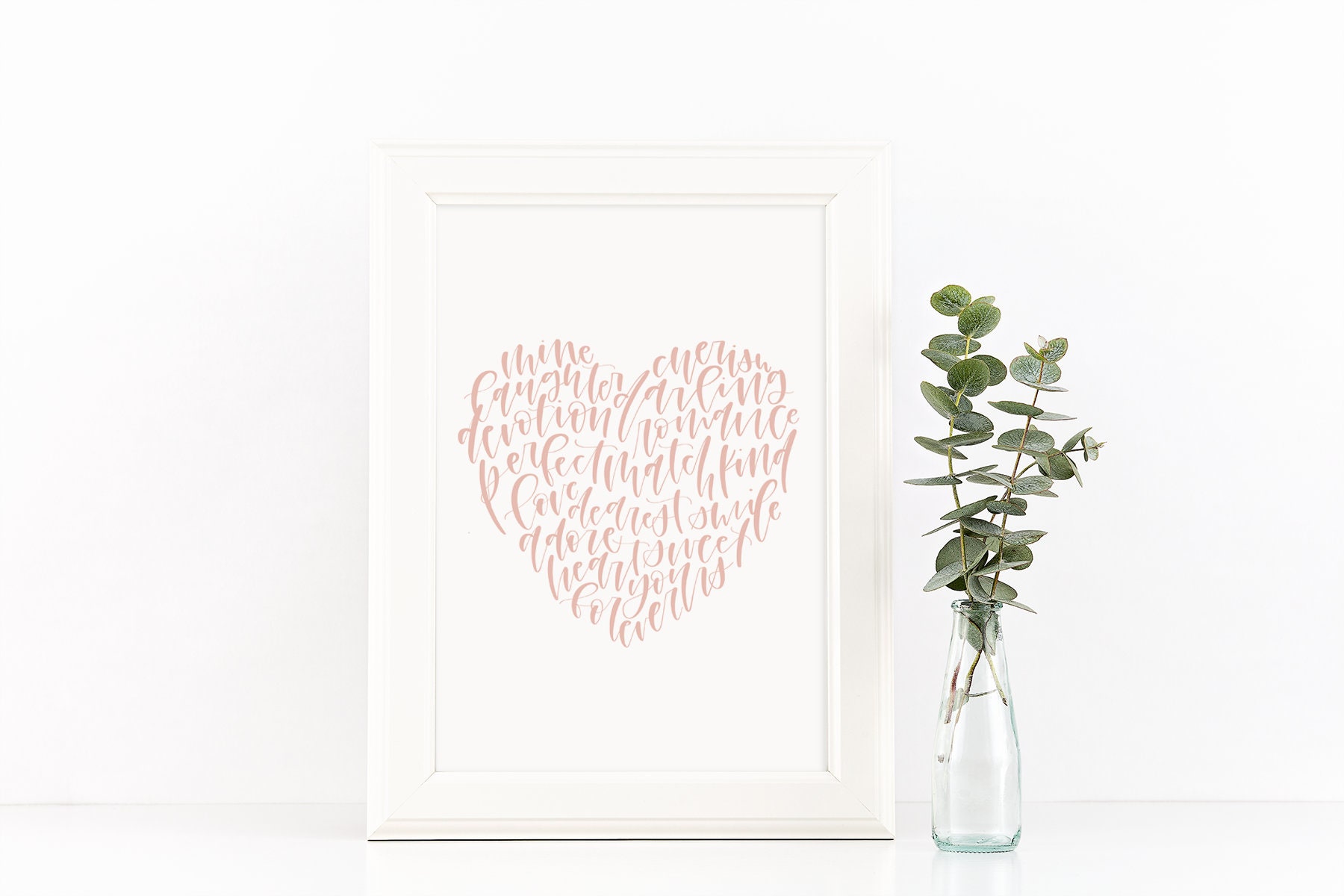 Printable Handwritten Heart Words Art // Printable Romantic Gift ...