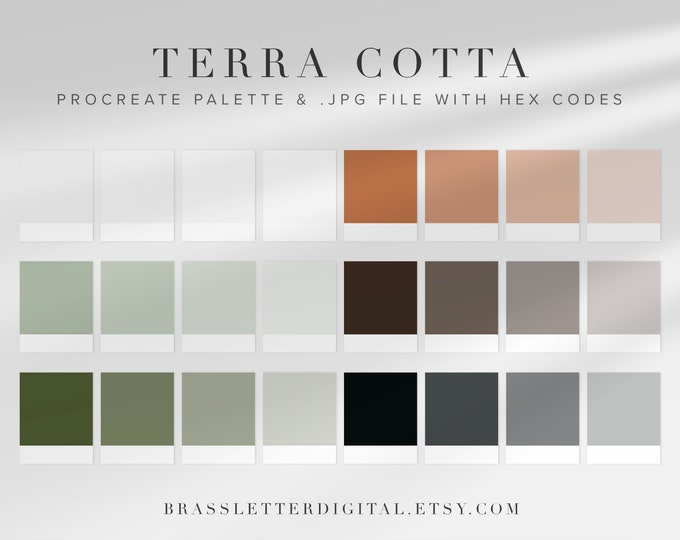 Terra Cotta Color Palette procreate Palette & JPG With Hex - Etsy