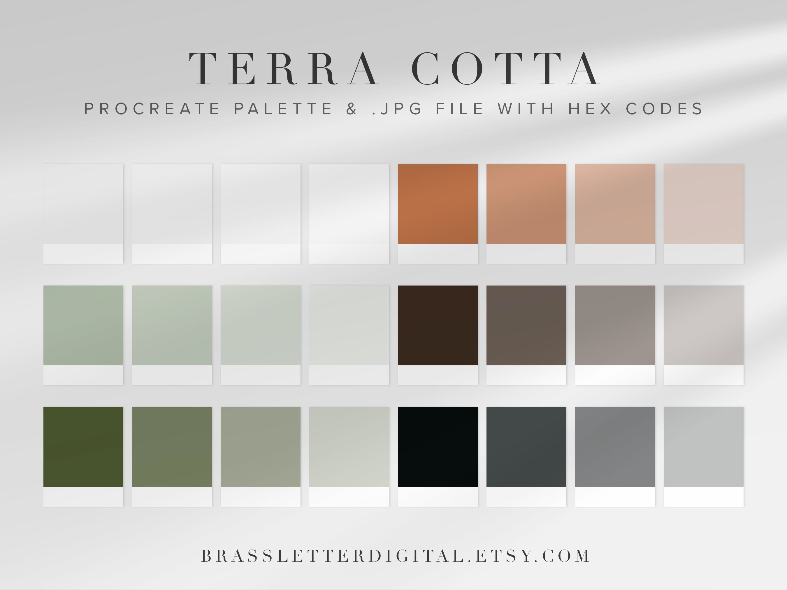 Paleta de colores terracota paleta de procreado y JPG con códigos ...