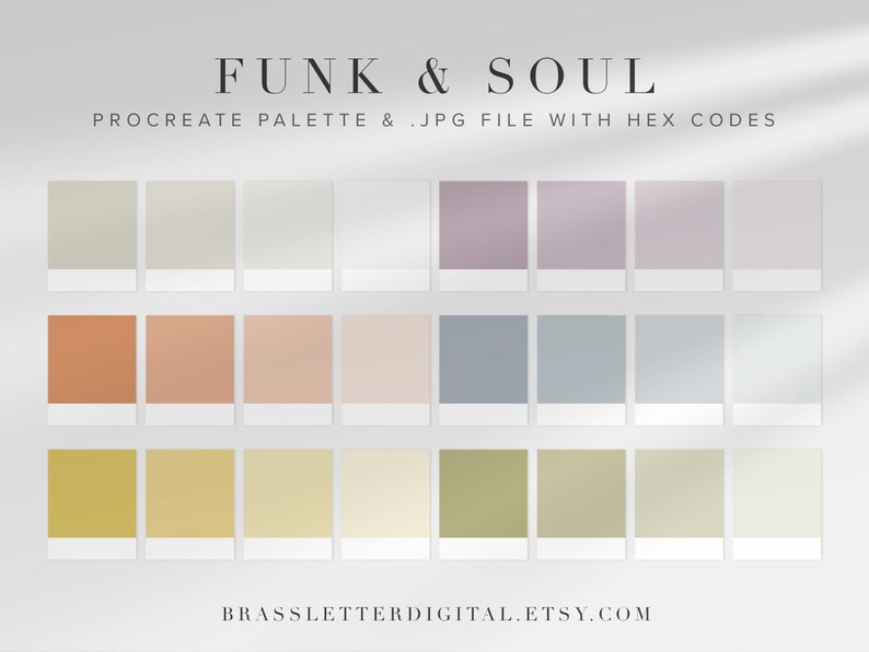Funk & Soul Color Palette (procreate Palette and JPG With Hex Codes ...