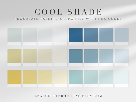 Cool Shade Color Palette procreate Palette & JPG With Hex | Etsy