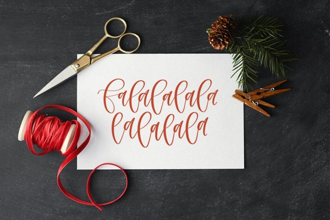 Printable Fa La La La La Handwritten Artwork // Typography - Etsy