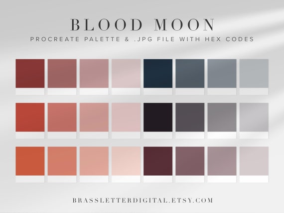 Blood Moon Color Palette procreate Palette & JPG With Hex - Etsy
