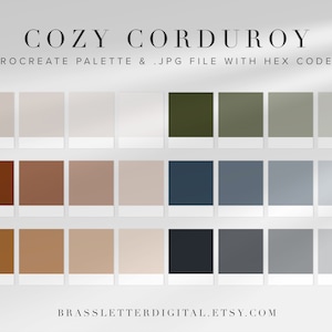 Cozy Corduroy Color Palette (procreate Palette & JPG With Hex Codes ...