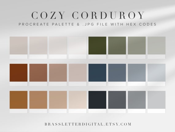 Cozy Corduroy Color Palette procreate Palette & JPG With Hex - Etsy