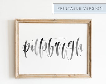 Printable Handwritten Philadelphia Art // Modern Calligraphy | Etsy