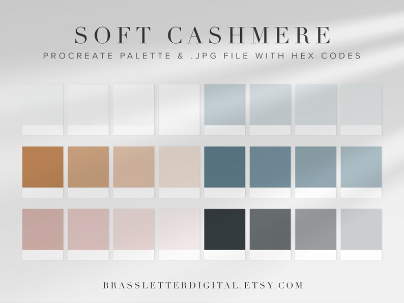 Soft Cashmere Color Palette procreate Palette & JPG With Hex Codes ...
