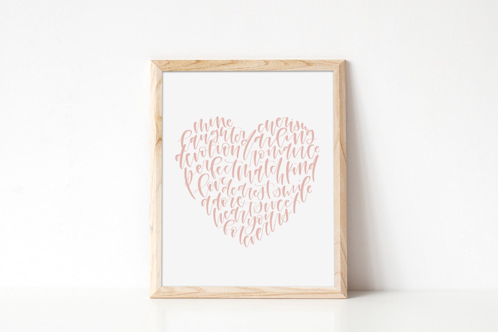 Printable Handwritten Heart Words Art // Printable Romantic Gift ...