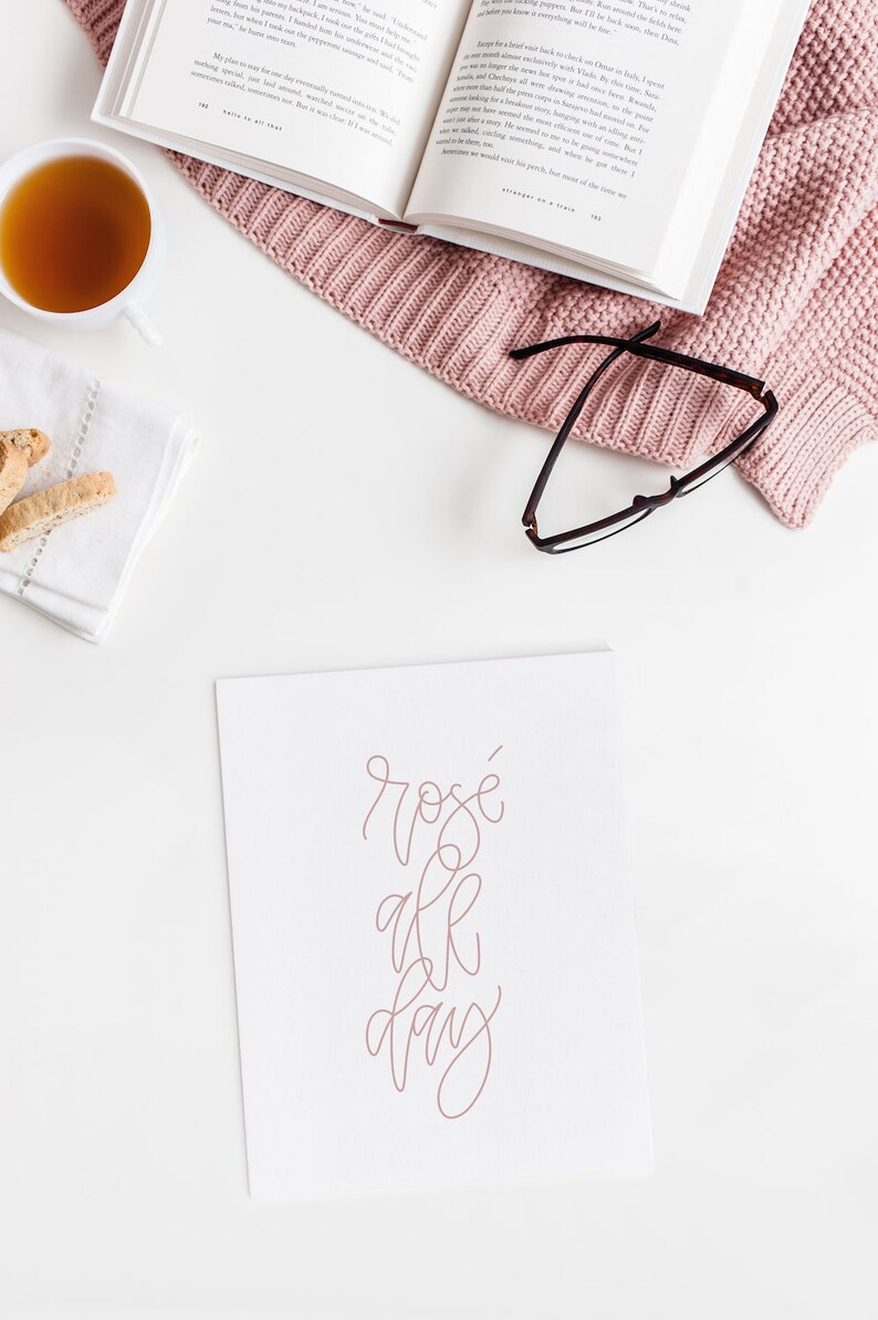 Printable Rosé All Day Handwritten Artwork // Wine Download, Blush Pink ...