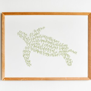 Printable Handwritten Turtle Words Artwork // Sea Turtle, Reptile Wall ...