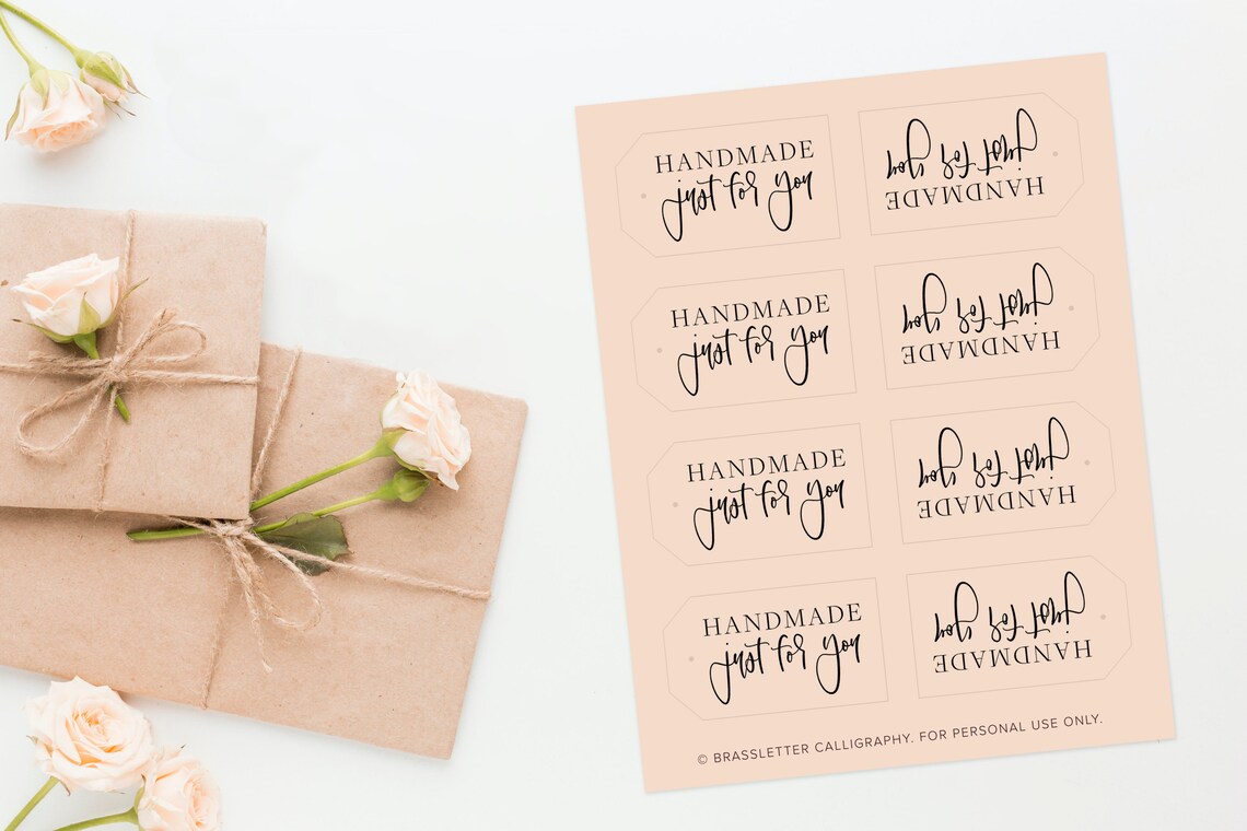 5 Colors Printable 'handmade Just for You Tags // Modern | Etsy