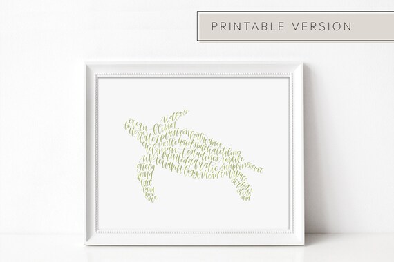 Printable Handwritten Turtle Words Artwork // Sea Turtle - Etsy