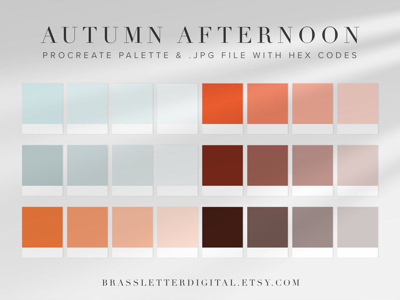 Autumn Afternoon Color Palette procreate Palette & JPG With Hex Codes ...