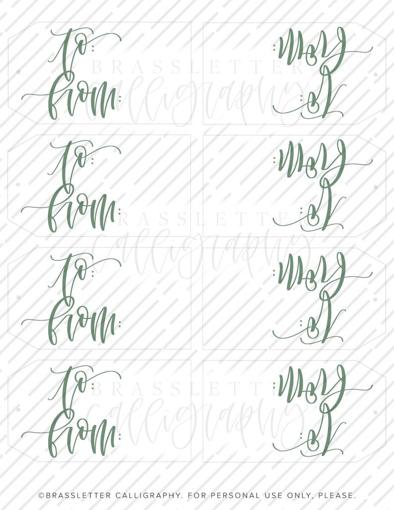 Printable To/from Gift Tags With Handwritten Modern Calligraphy ...