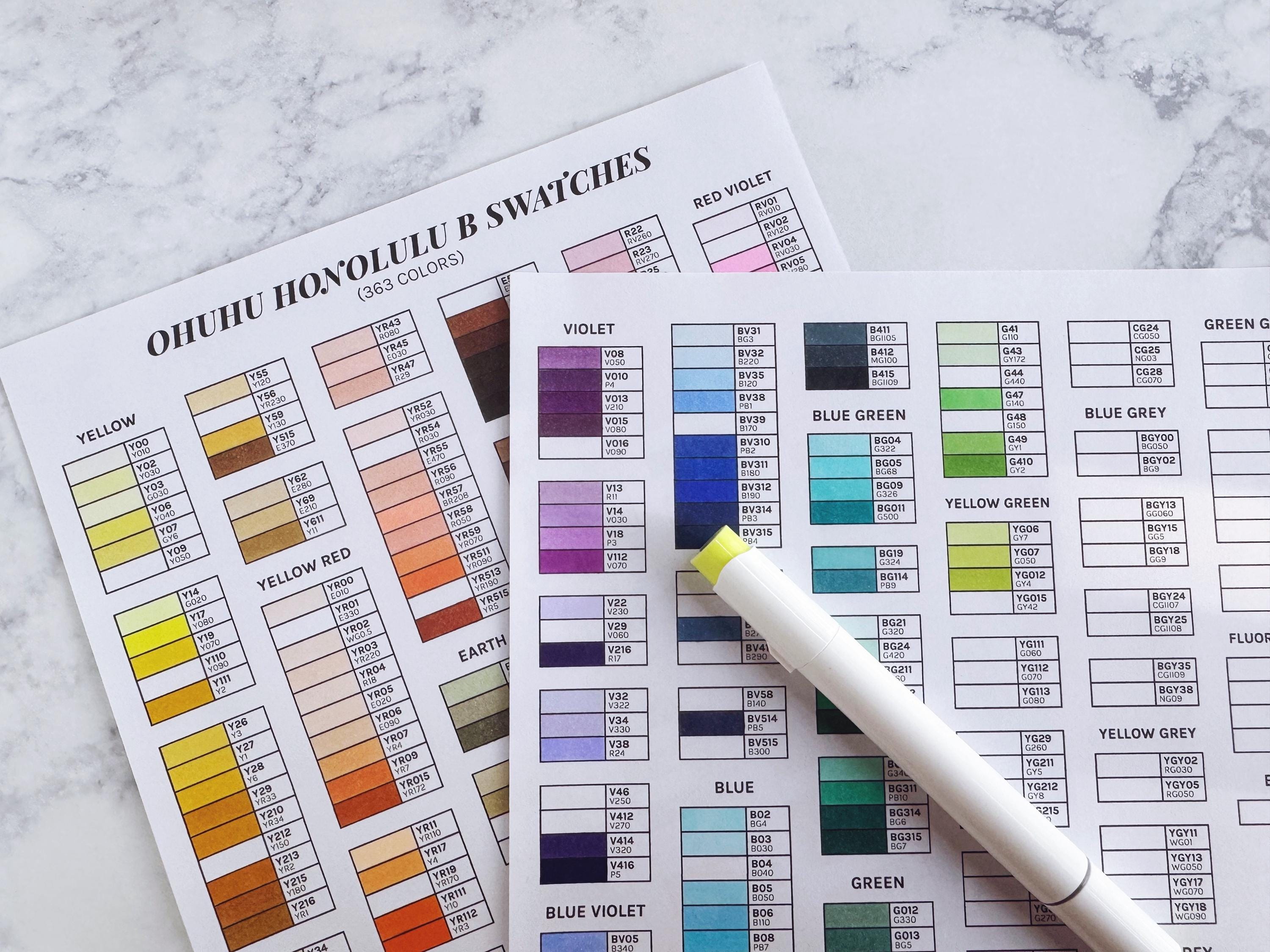 Ohuhu Honolulu B 363 Old & New Codes Swatch Sheet // Fillable and Pre ...