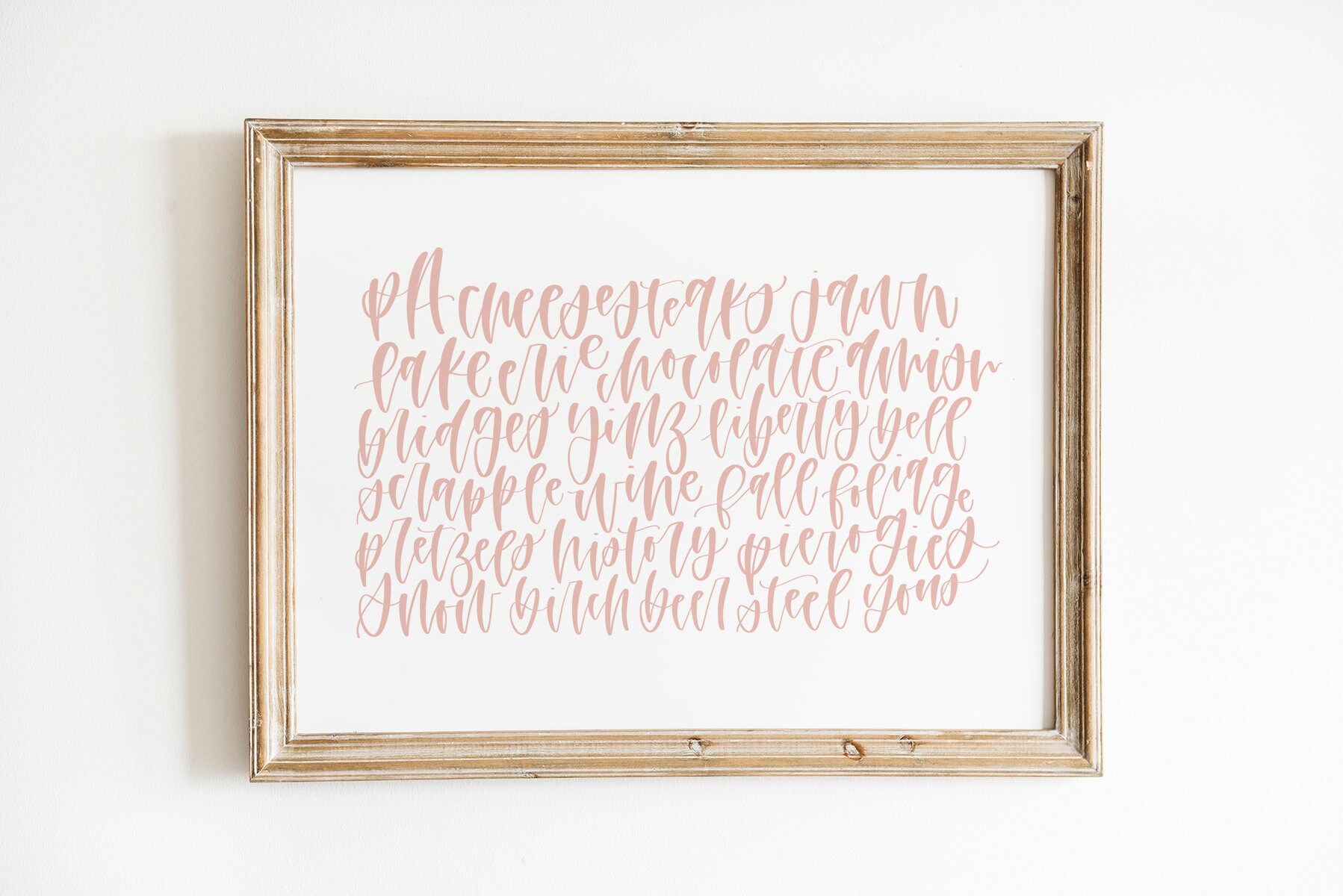 Printable Handwritten Pennsylvania Words Art (blush Pink) // Philly ...