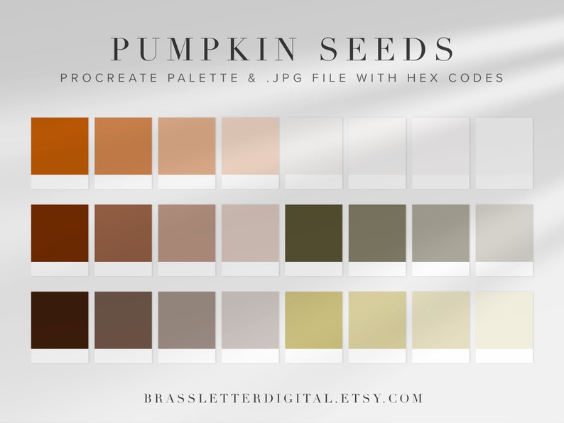 Pumpkin Seeds Color Palette (procreate Palette & JPG With Hex Codes ...