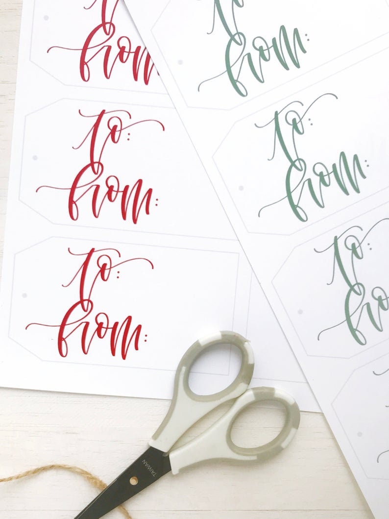 Printable To/from Gift Tags With Handwritten Modern Calligraphy ...