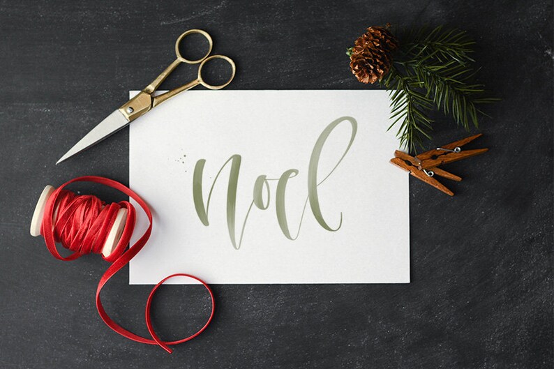 Printable Noel Handwritten Artwork // Watercolor Calligraphy, Brush ...