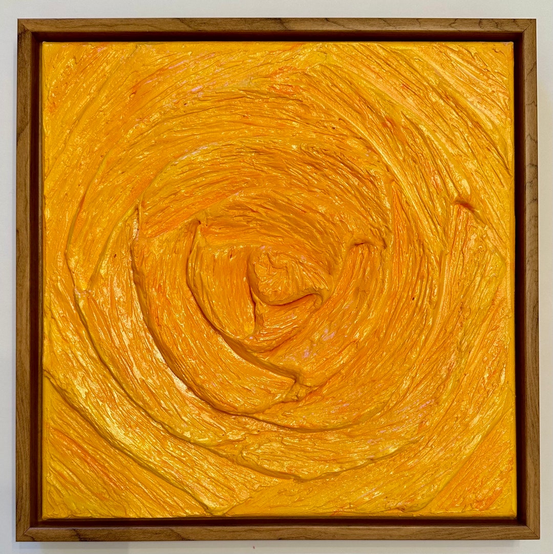 Vibrant Yellow Abstract Textured Rose Painting A Burst of Joy and ...