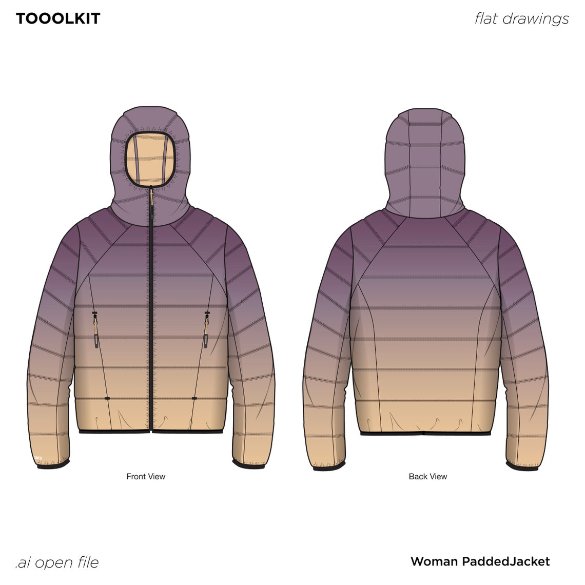 Woman Hooded Jacket Vector Mockup Pack Template Fashion Illustrator ...