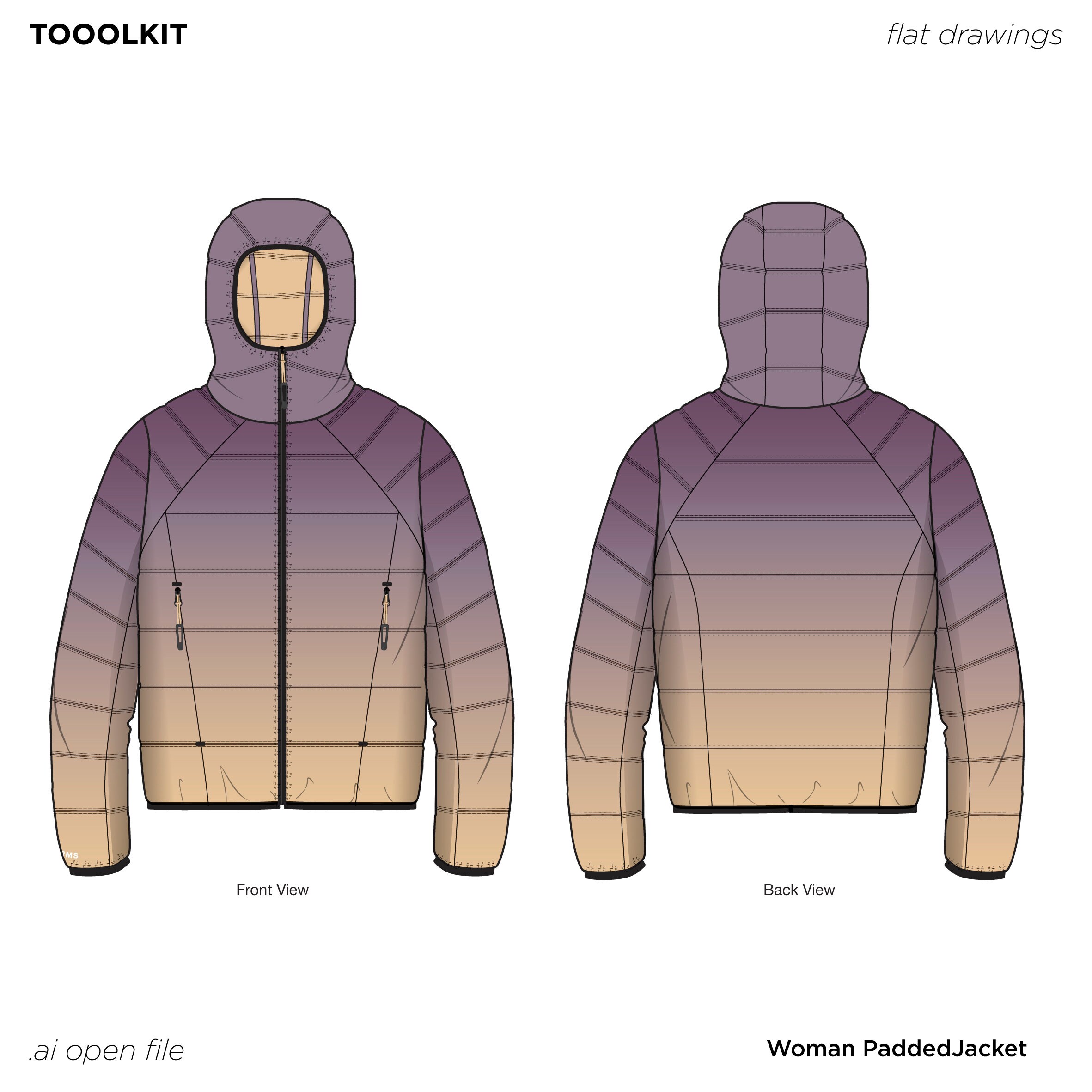 Woman Hooded Jacket Vector Mockup Pack Template Fashion Illustrator ...