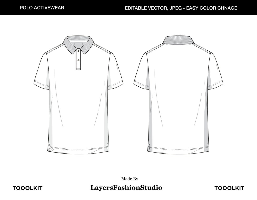 Polo Vector Mockup Pack Template Fashion Illustrator Tech Pack Clothing ...