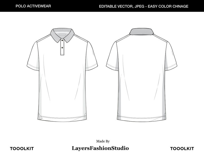 Polo Vector Mockup Pack Template Fashion Illustrator Tech Pack Clothing ...