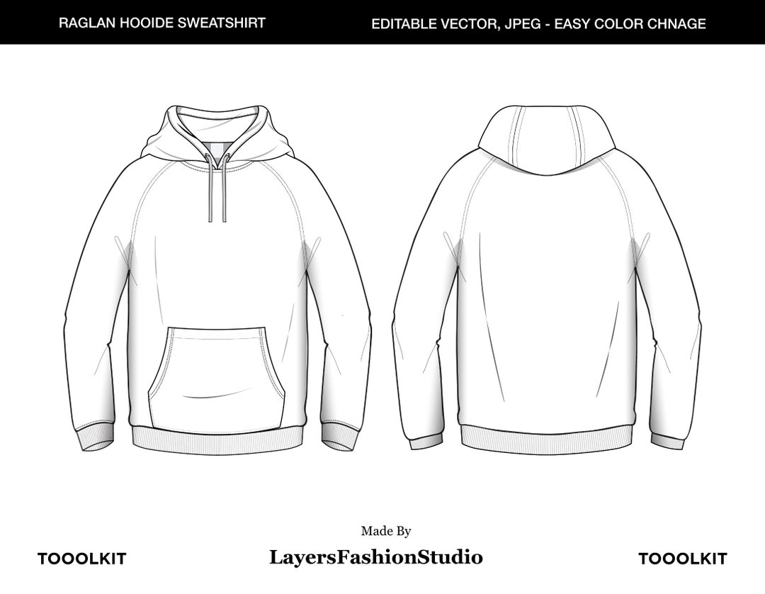 Hoodie Vector Mockup Pack Template Fashion Illustrator Tech Pack ...