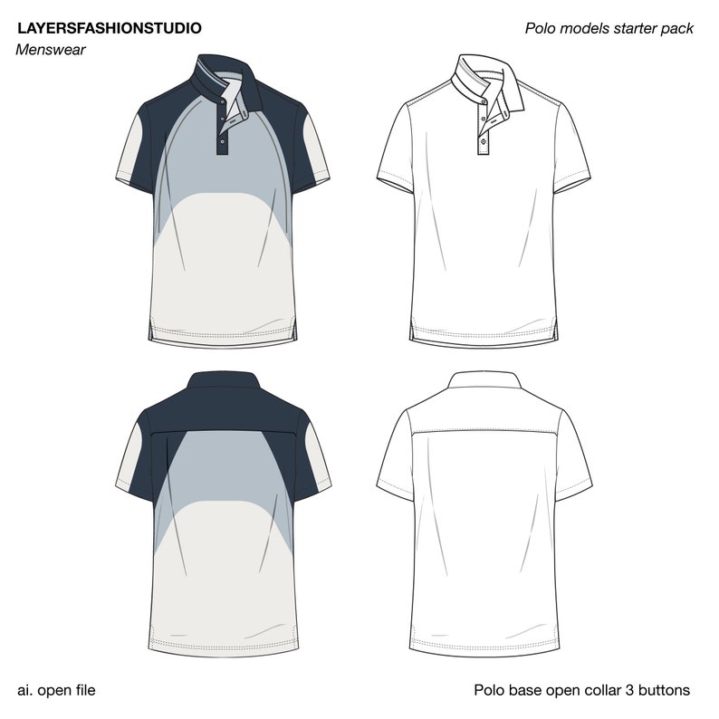Polo Models Pack - Polo Sketches - Pack Template Fashion Illustrator ...