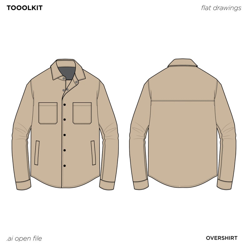 OVERSHIRT Vector Mockup Pack Template Fashion Illustrator Tech Pack ...