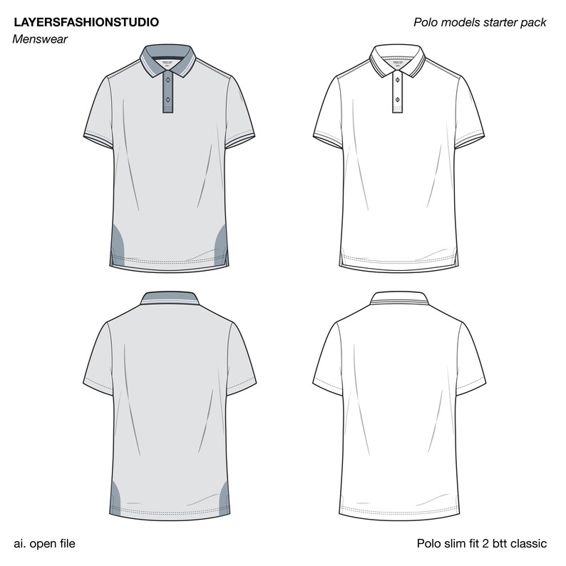 Polo Models Pack - Polo Sketches - Pack Template Fashion Illustrator ...