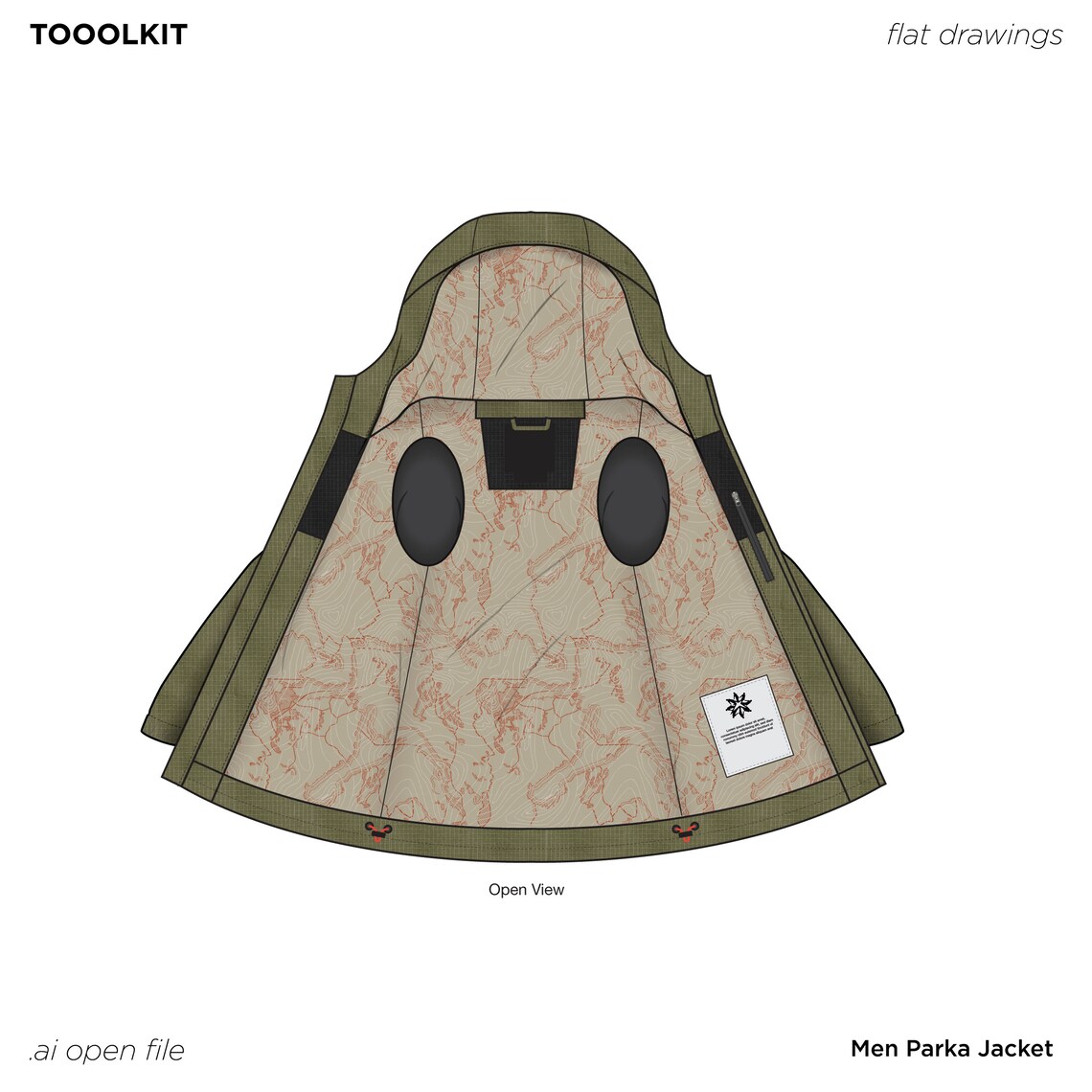 Men Parka Jacket Vector Mockup Pack Template Fashion Illustrator Tech ...