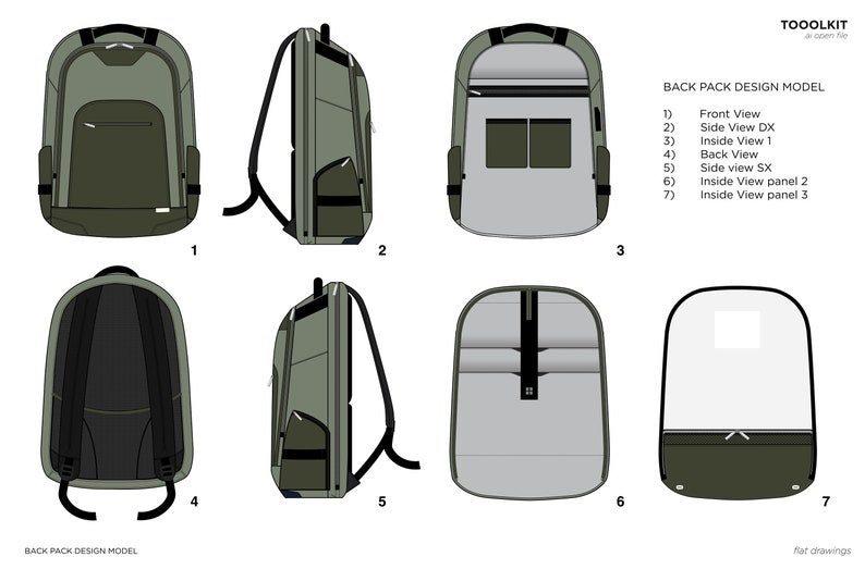 Backpack Fashion Vector Sketch: Outdoor Flat Drawings (AI, PDF) - Etsy