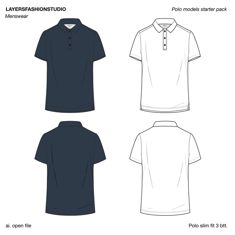 Polo Models Pack - Polo Sketches - Pack Template Fashion Illustrator ...
