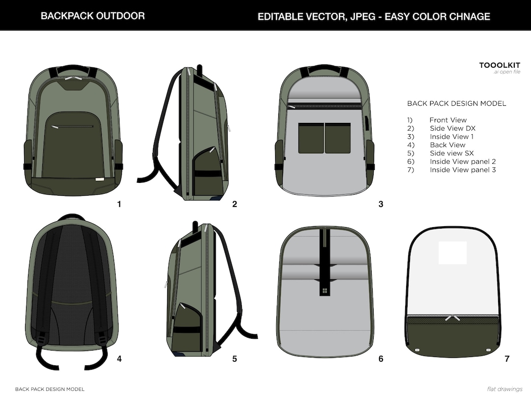 Backpack Fashion Vector Sketch: Outdoor Flat Drawings (AI, PDF) - Etsy